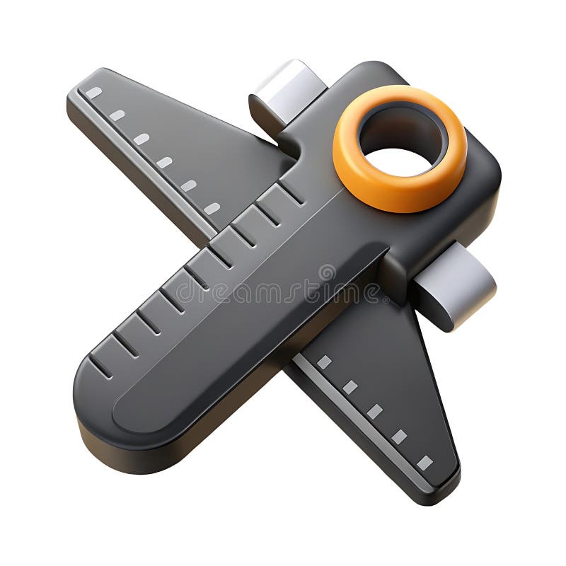 Angled View of a Gray and Orange Tool with Measurement Markings Design ...