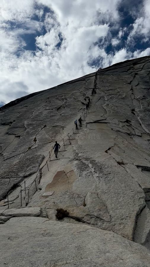 Angled View of Half Dome Cable Ascent and Descent (Yosemite National ...