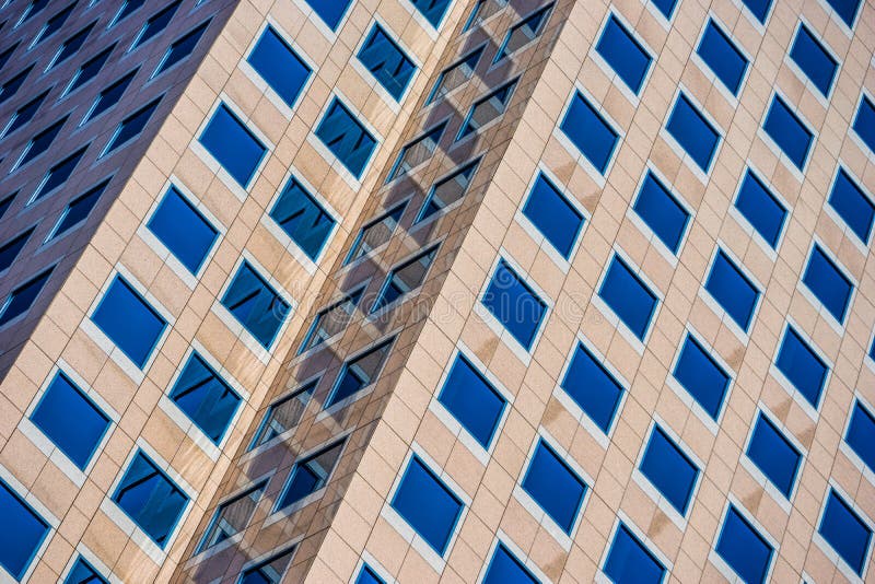 Angled View of Modern Highrise Stock Image - Image of lines, architect ...