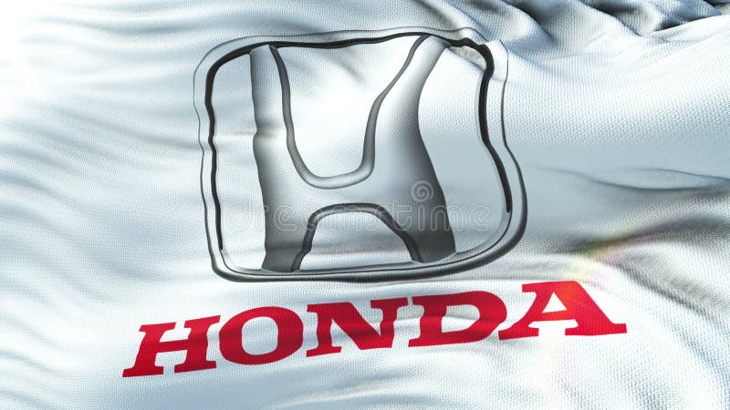 HONDA Flag Waving on Sun. Seamless Loop with Highly Detailed Fabric ...