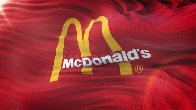 MCDONALDS Flag Waving on Sun. Seamless Loop with Highly Detailed Fabric ...