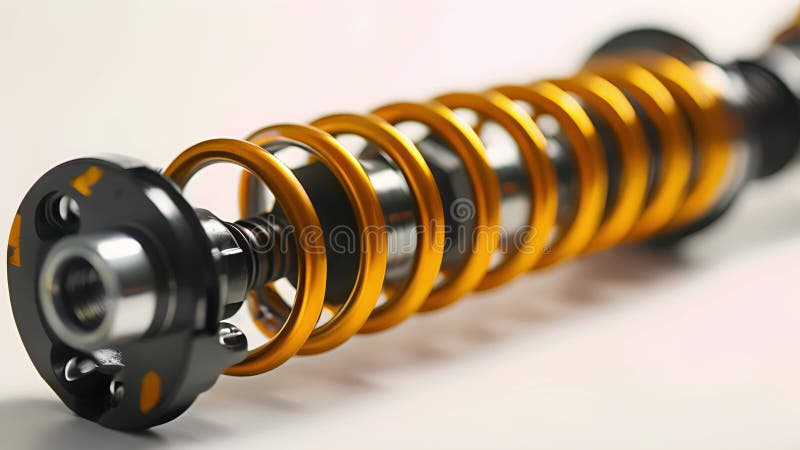 An Angled View of a Shock Absorber Highlighting Its Coil Spring Design ...