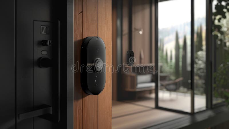 An Angled View of a Smart Door Lock with a Voice Recognition Feature ...