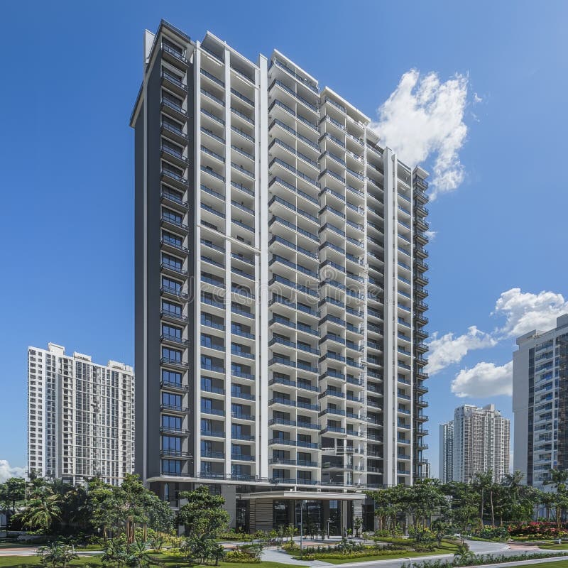 An Angled View of the Vintage High-rise Condominium. Stock Photo ...