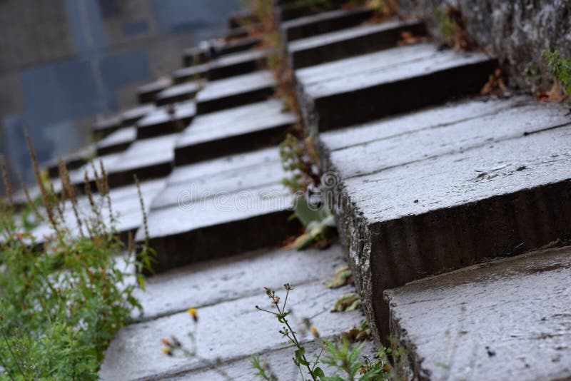 Angled Wet Stone Steps stock image. Image of sidewalk - 106053601