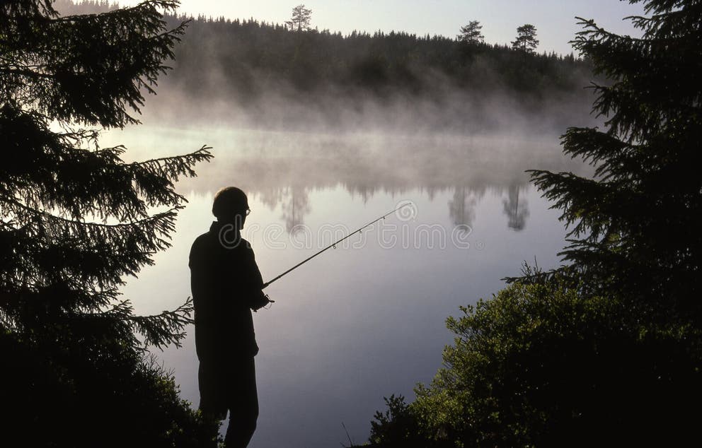 Angler stock image. Image of tree, fishing, pond, reflection - 820639
