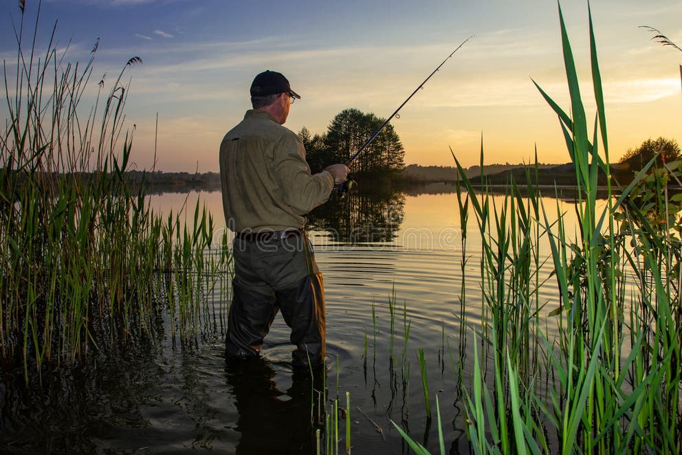 Angler stock photo. Image of catching, wader, daybreak - 148162428