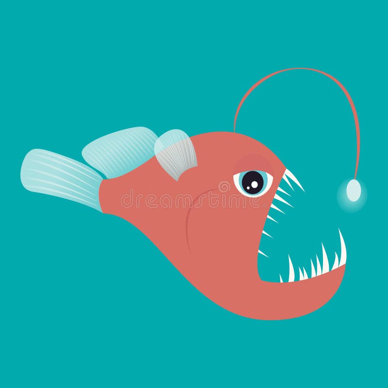 Deep Sea Anglerfish Vector Illustration Isolated Graphic Stock Vector ...