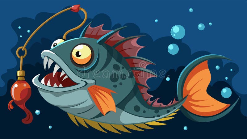 Angler Fish Cartoon stock vector. Illustration of fish - 343758151