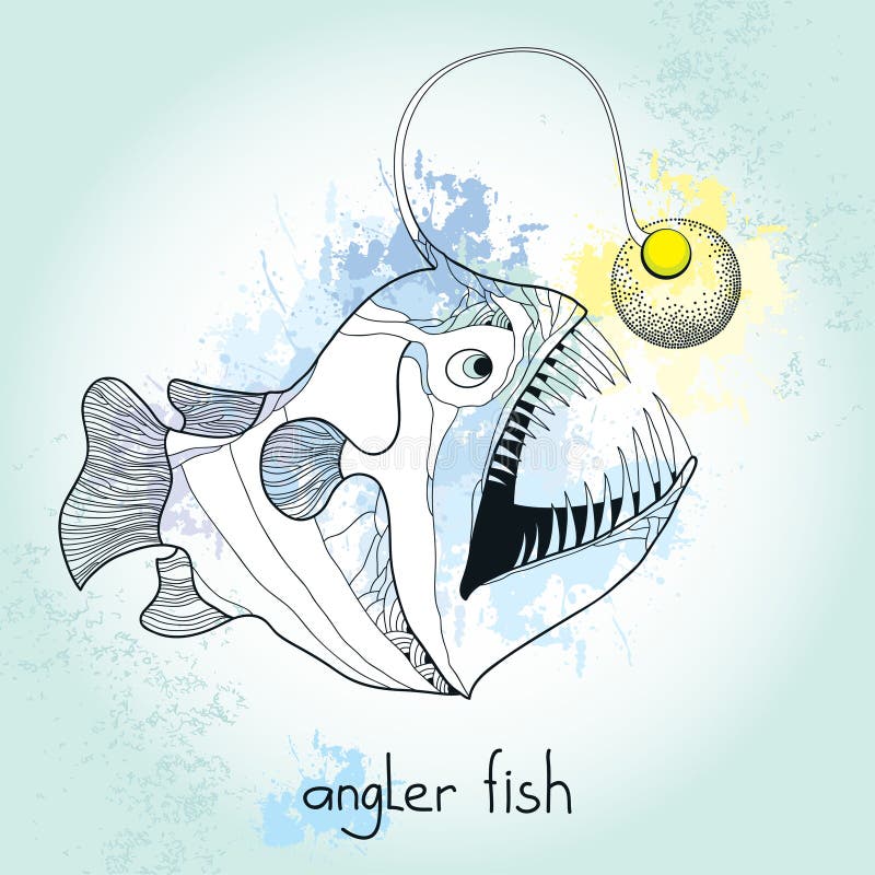 Angler Fish or Monkfish with Lantern on the Textured Dark Background ...