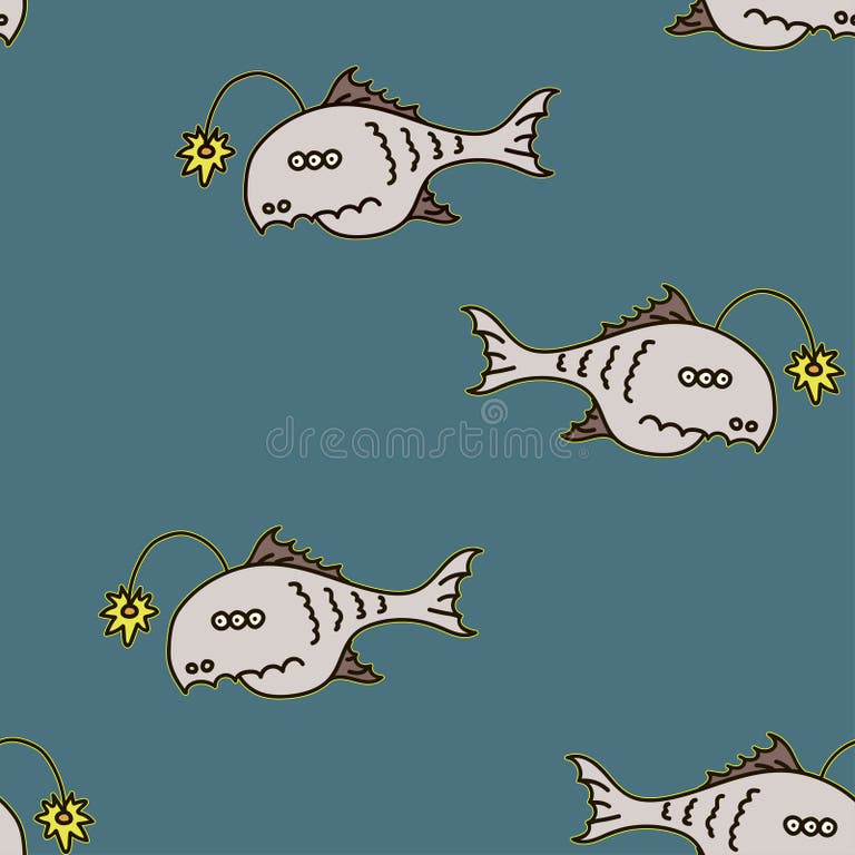 Angler fish pattern stock illustration. Illustration of blue - 72638728