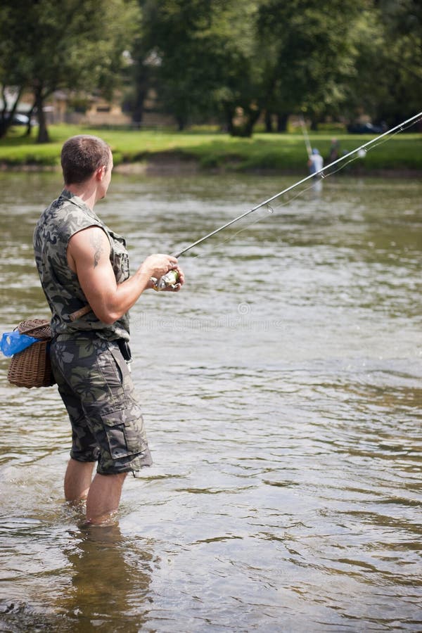 An Angler Fishing for Freshwater Chub Stock Photo - Image of carp ...