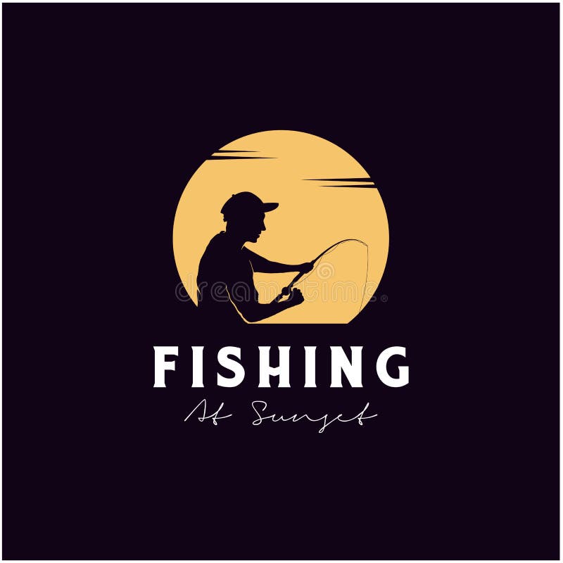 Angler Fishing Silhouette Logo Design at Sunset Stock Vector ... Angler Fishing Silhouette Logo Design at Sunset Stock Vector ...