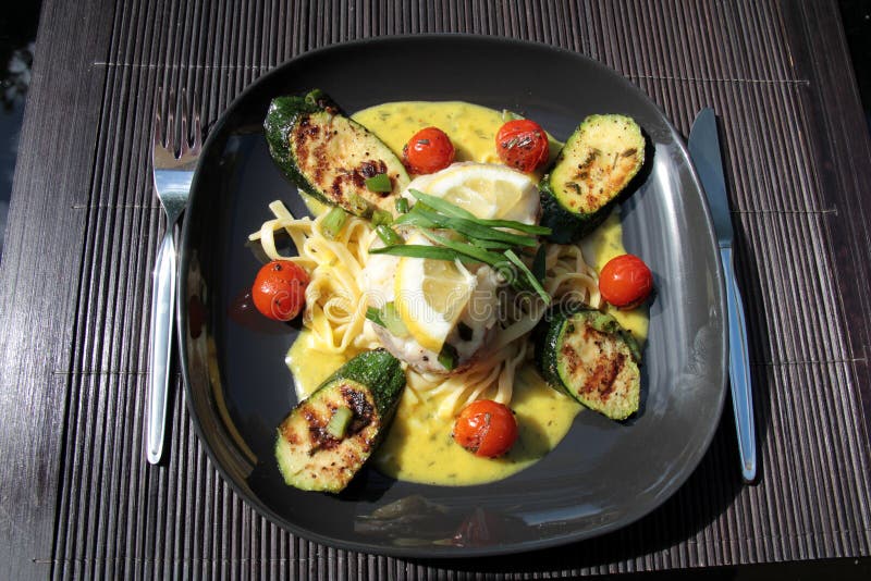 Anglerfish steak meal stock photo. Image of grilled, anglerfish - 71074788