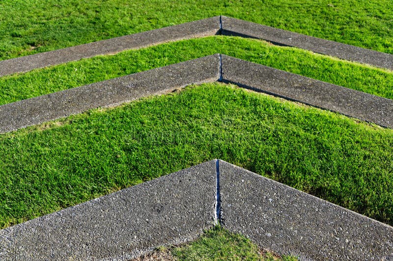 Angles Formed by Paved Benched Steps with Green Grass Stock Photo ...