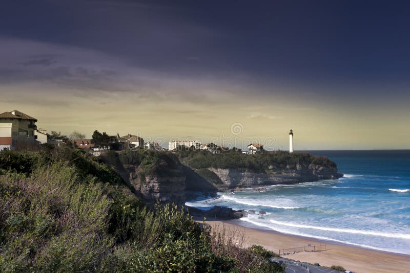 Anglet and the lighthouse stock image. Image of france - 17584761