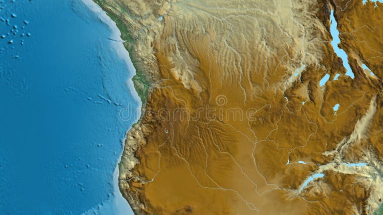 Angola area. Relief map stock illustration. Illustration of elevation ...