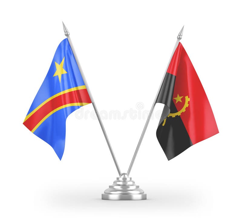 Angola and Congo Table Flags Isolated on White 3D Rendering Stock ...