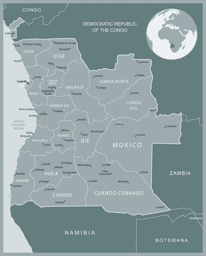 Angola - Detailed Map with Administrative Divisions Country. Vector ...