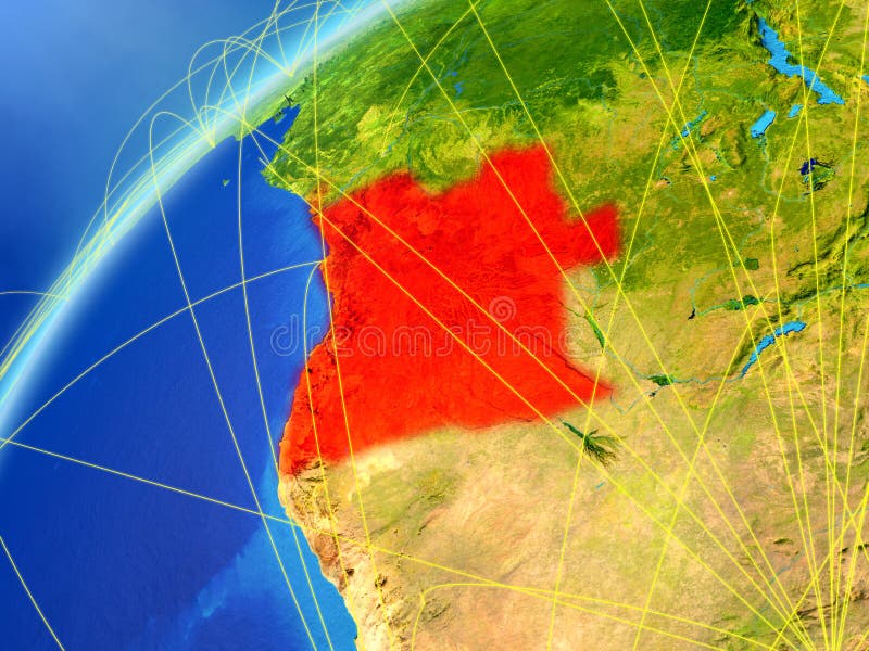 Angola on Earth with Network Stock Illustration - Illustration of ...