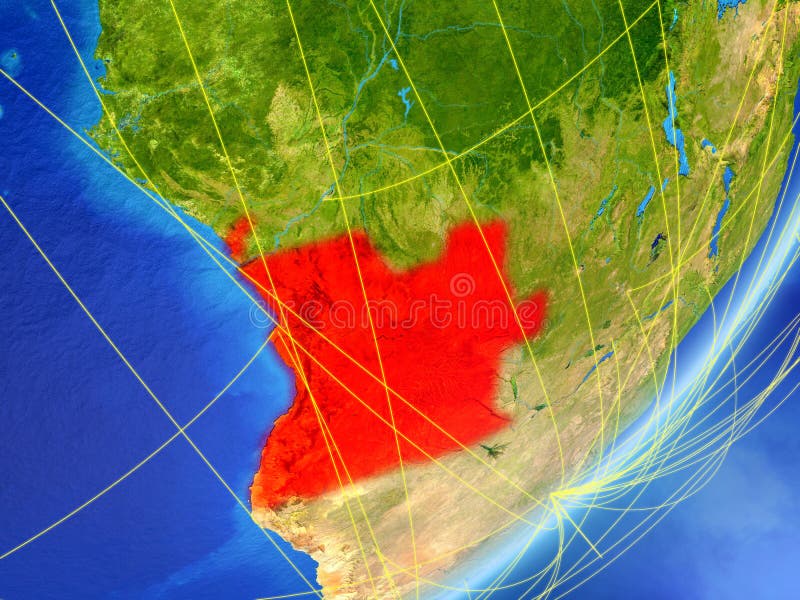 Angola on Earth with Network Stock Illustration - Illustration of ...