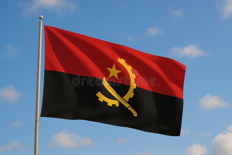 Angola Flag Against the Sky Stock Illustration - Illustration of star ...