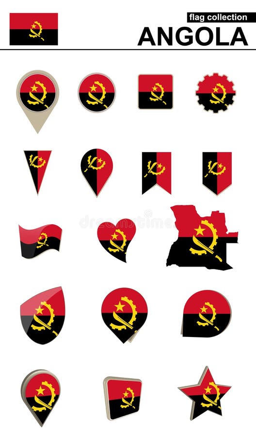 Angola Flag Collection. Big Set for Design Stock Vector - Illustration ...