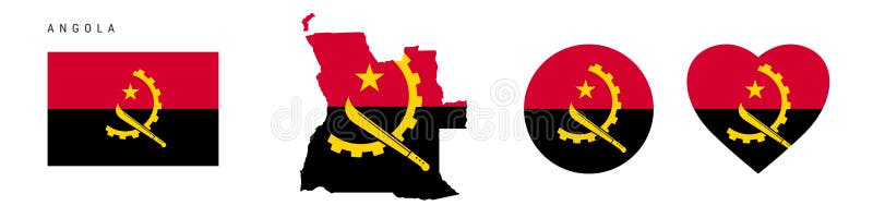 Angola Flag in Different Shapes Icon Set. Flat Vector Illustration ... Angola Flag in Different Shapes Icon Set. Flat Vector Illustration ...