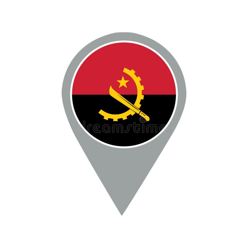 Angola flag location pin stock illustration. Illustration of line ...