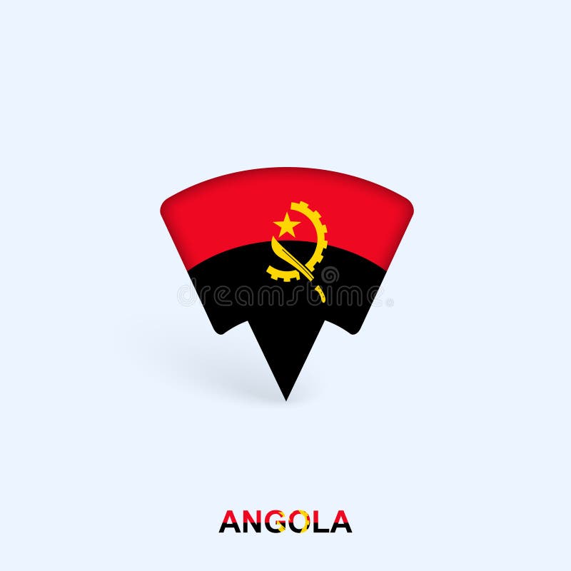 Angola Flag Map Pointer Design with Shadow Stock Vector - Illustration ...