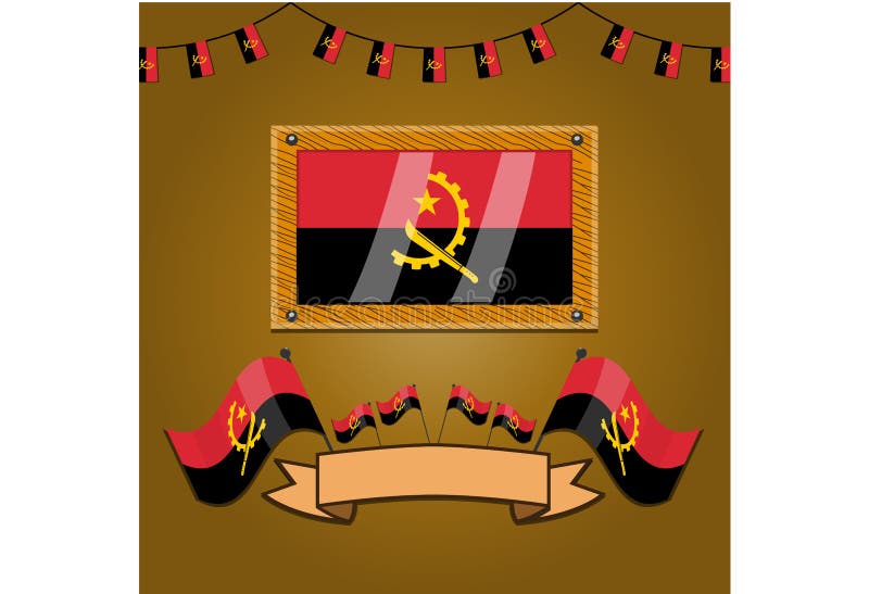 Angola Flags on Frame Wood, Label Stock Vector - Illustration of ...