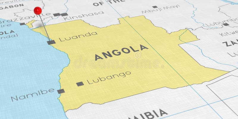 Angola, Luanda - Push Pin on Political Map Stock Illustration ...