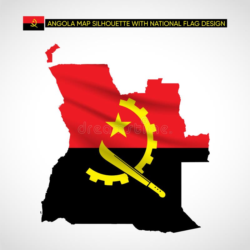 Angola Map Silhouette with National Flag Design Stock Vector ...