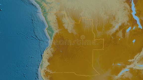 Angola - overview. Relief stock illustration. Illustration of profile ...
