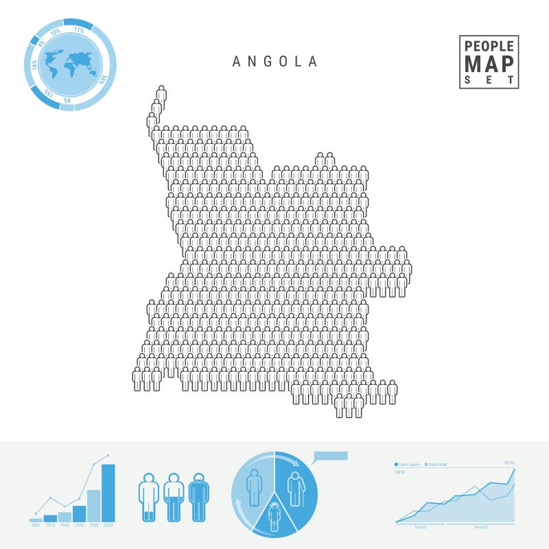 Angola People Icon Map. Stylized Vector Silhouette of Angola ...