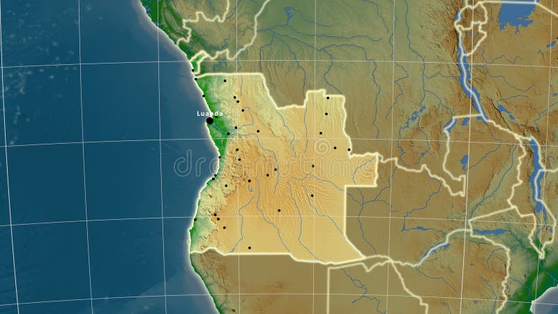 Angola - Physical. Composition, Borders Stock Illustration ...
