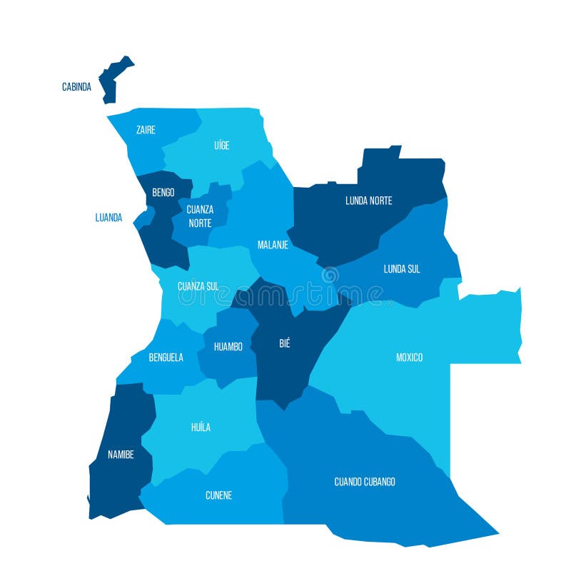 Angola Political Map of Administrative Divisions Stock Vector ...
