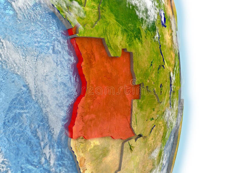 Angola in red on Earth stock illustration. Illustration of africa ...