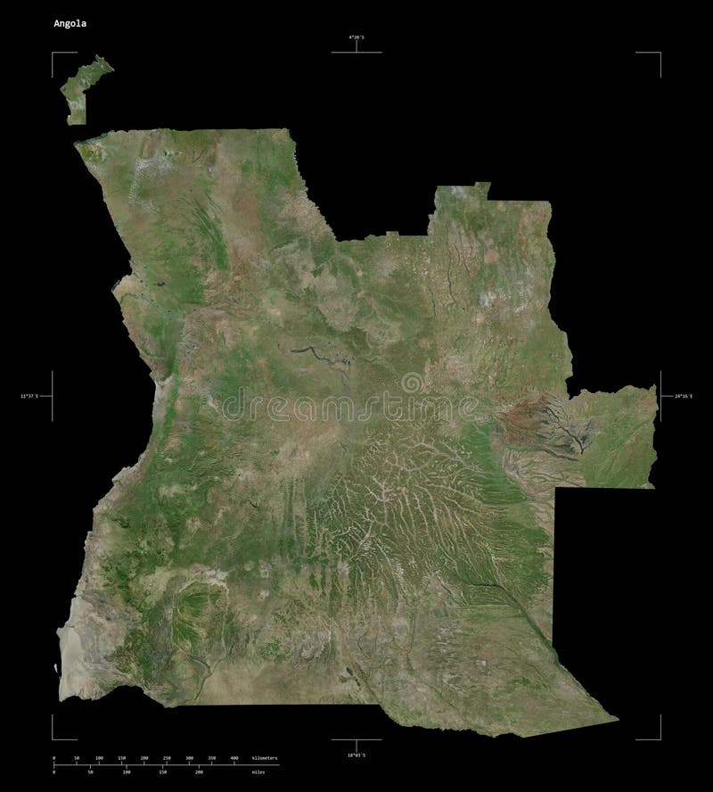 Angola Shape on Black. High-res Satellite Stock Illustration ...