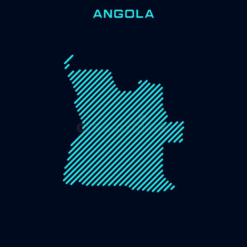 Angola Striped Map Vector Design Template with Blue Background. Stock ...