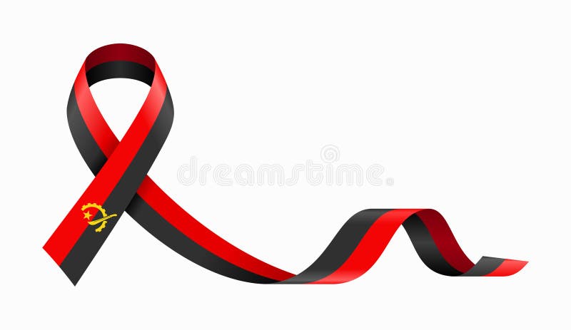 Angolan Flag Stripe Ribbon Wavy Background Layout. Vector Illustration ...