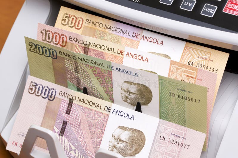 Angolan Kwanza in the Counting Machine Stock Photo - Image of angola ...