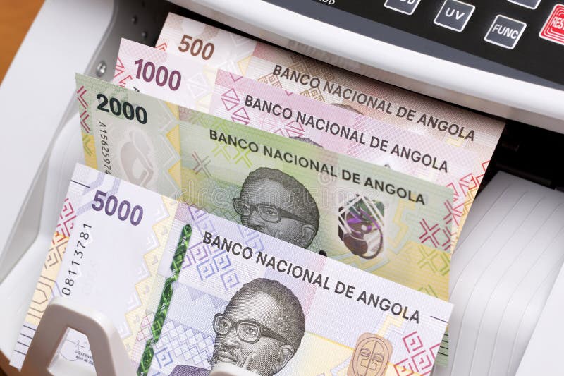 Angolan Kwanza in the Counting Machine Stock Image - Image of note ...