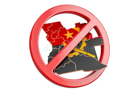 Angolan Map with Forbidden Sign, 3D Rendering Stock Illustration ...