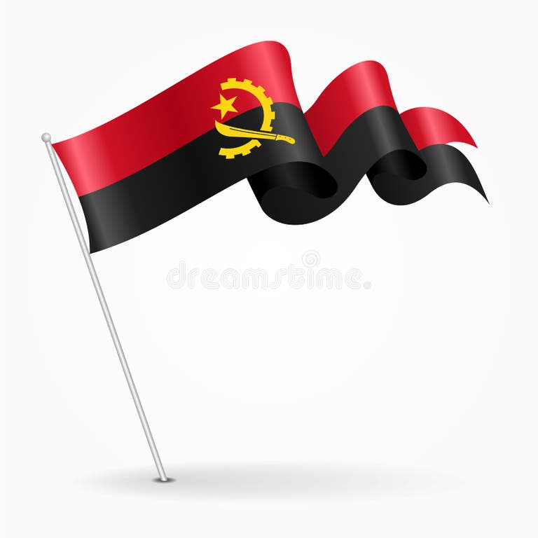 Angolan Pin Wavy Flag. Vector Illustration. Stock Vector - Illustration ...