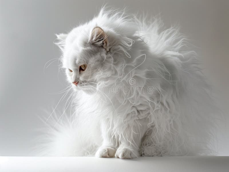 Angora Cat Flaunting Fluffy White Fur Stock Illustration - Illustration ...