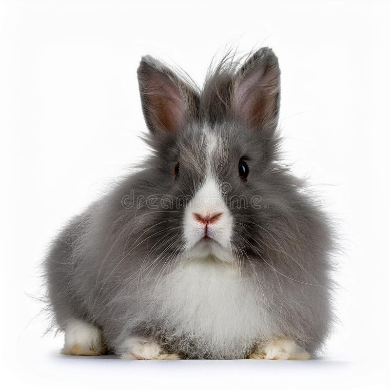 Angora Rabbit, Isolated on a White Background Stock Illustration ...