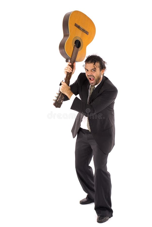 Angry stock photo. Image of hobby, expression, guitar - 7643942