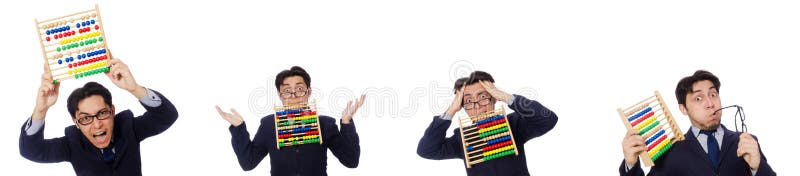 The Angry Accountant with Abacus Isolated on White Stock Image - Image ...
