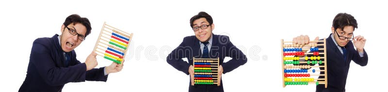 The Angry Accountant with Abacus Isolated on White Stock Photo - Image ...